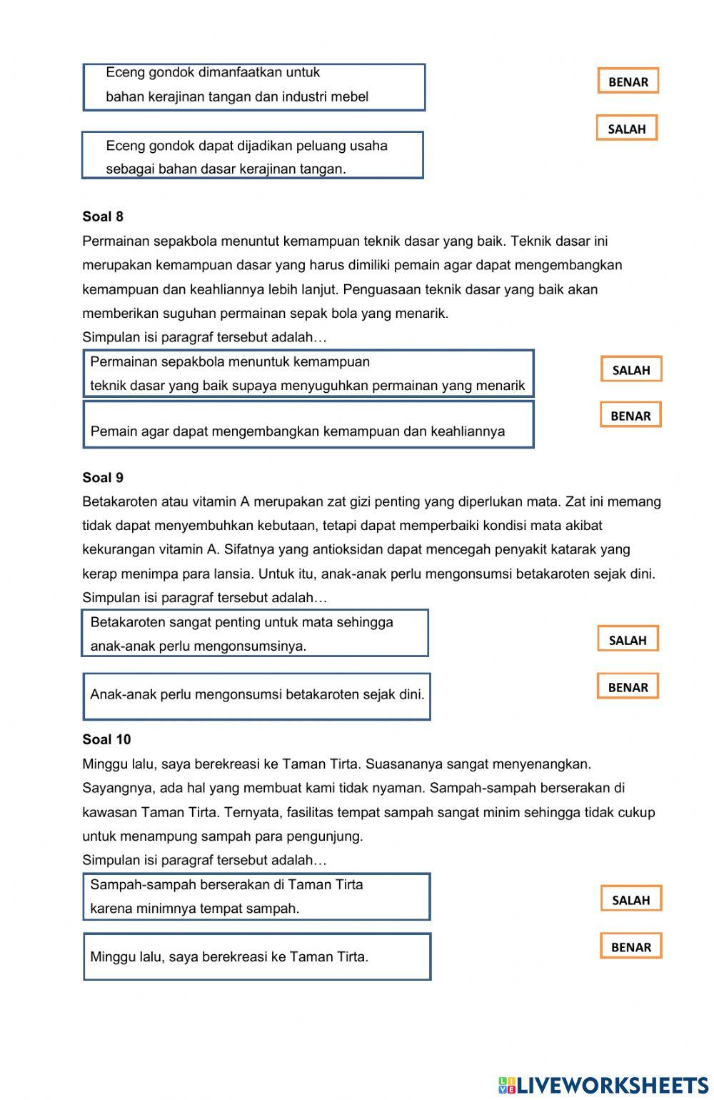 Teks tanggapan | Free Interactive Worksheets | 2280707