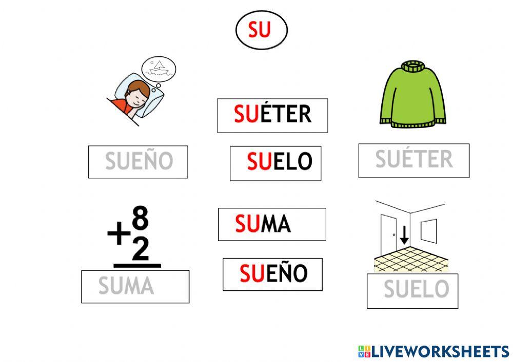 Lectura sílaba SU worksheet | Live Worksheets