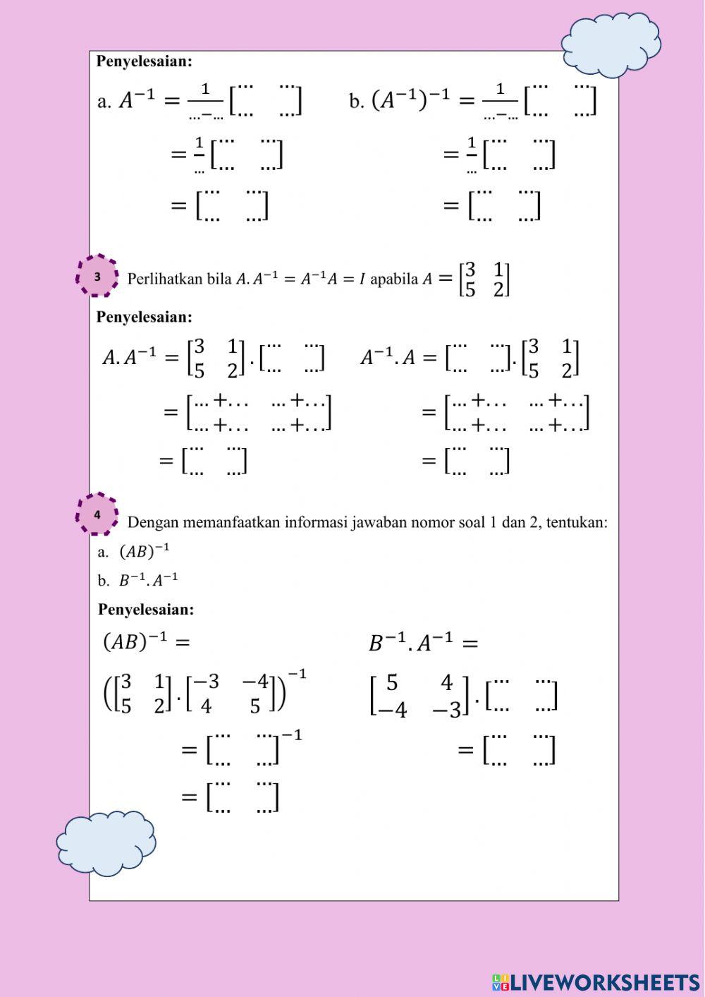 LKPD Invers Mat… | Free Interactive Worksheets | 2289009