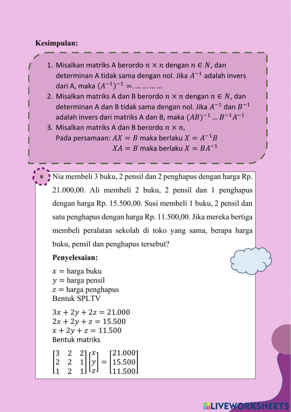 LKPD Invers Mat… | Free Interactive Worksheets | 2289009