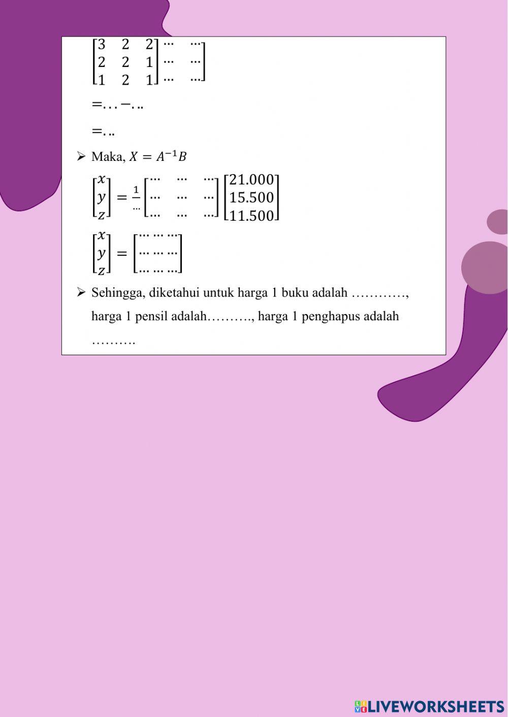 LKPD Invers Mat… | Free Interactive Worksheets | 2289009