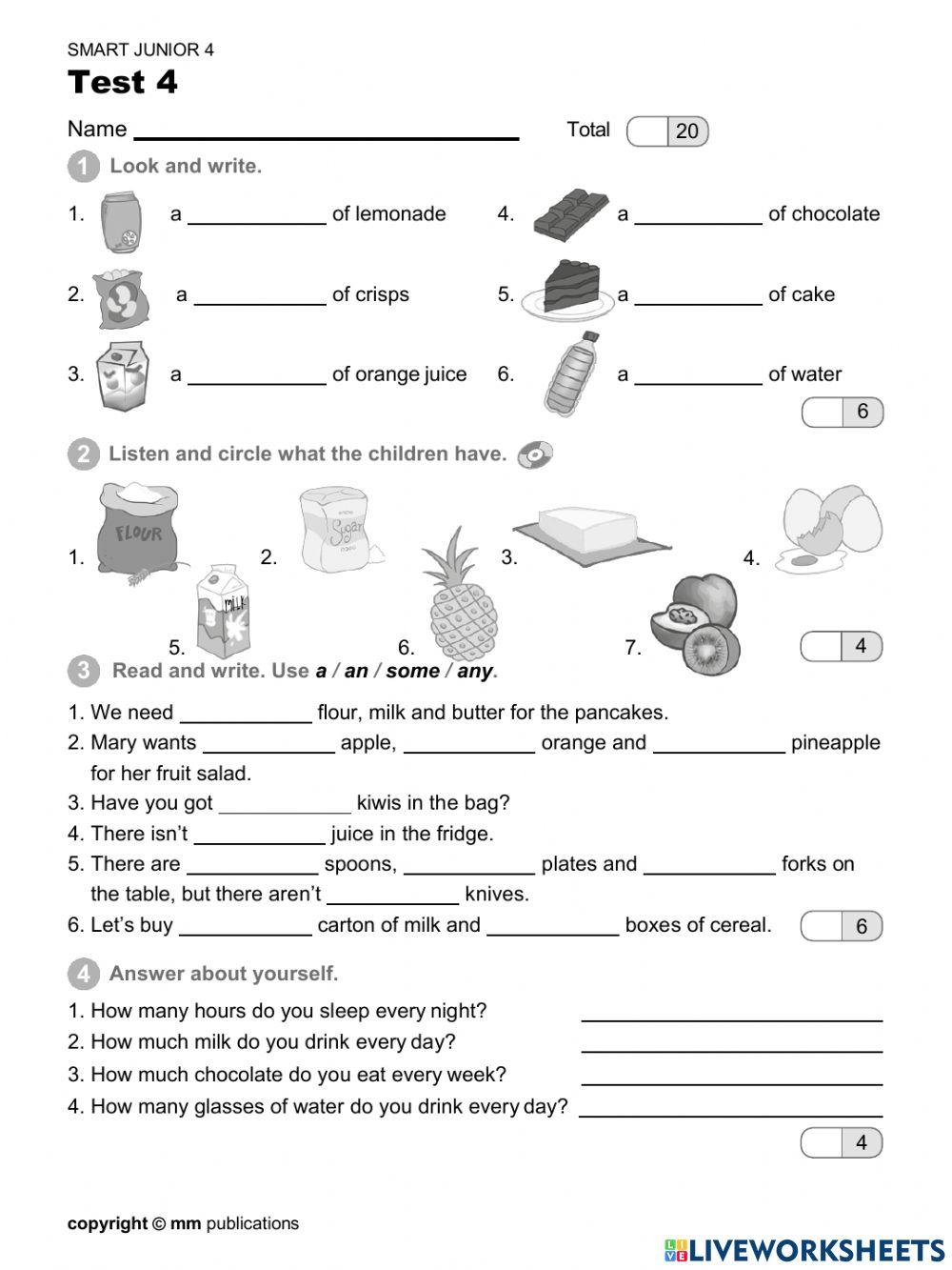 Food test 4 gra… | Free Interactive Worksheets | 5378895