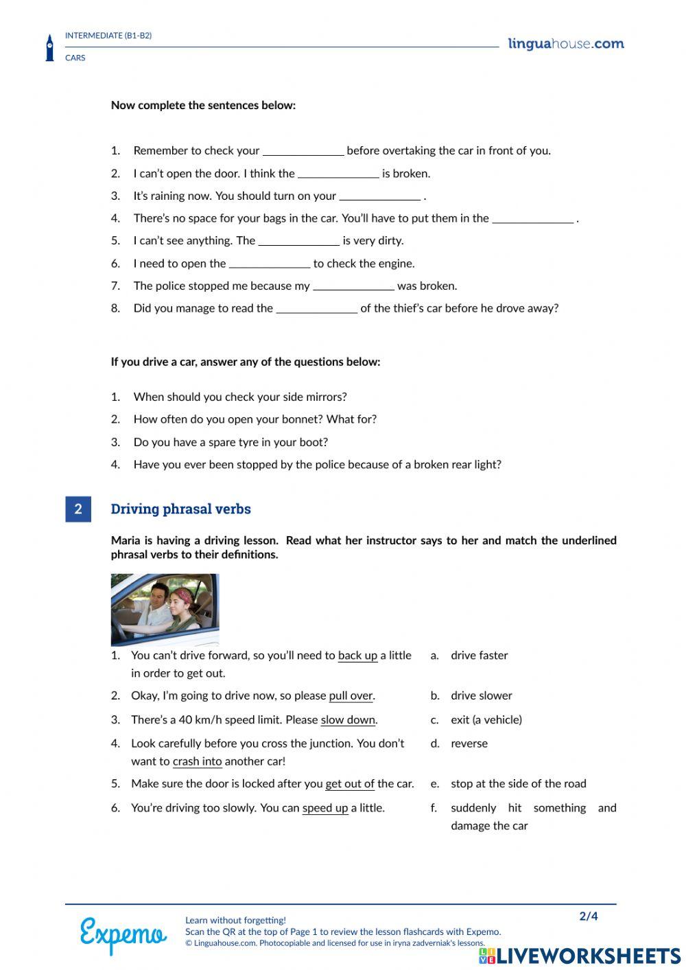 Car Details online exercise for | Live Worksheets