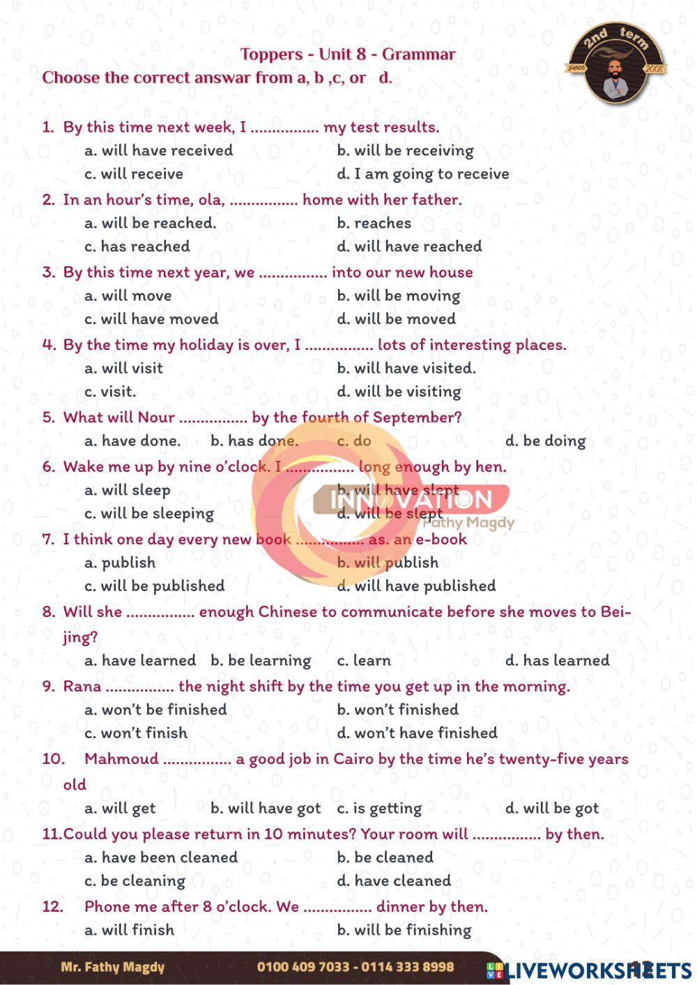 Unit 8 exercises Grammar | FathyMagdy2 | Live