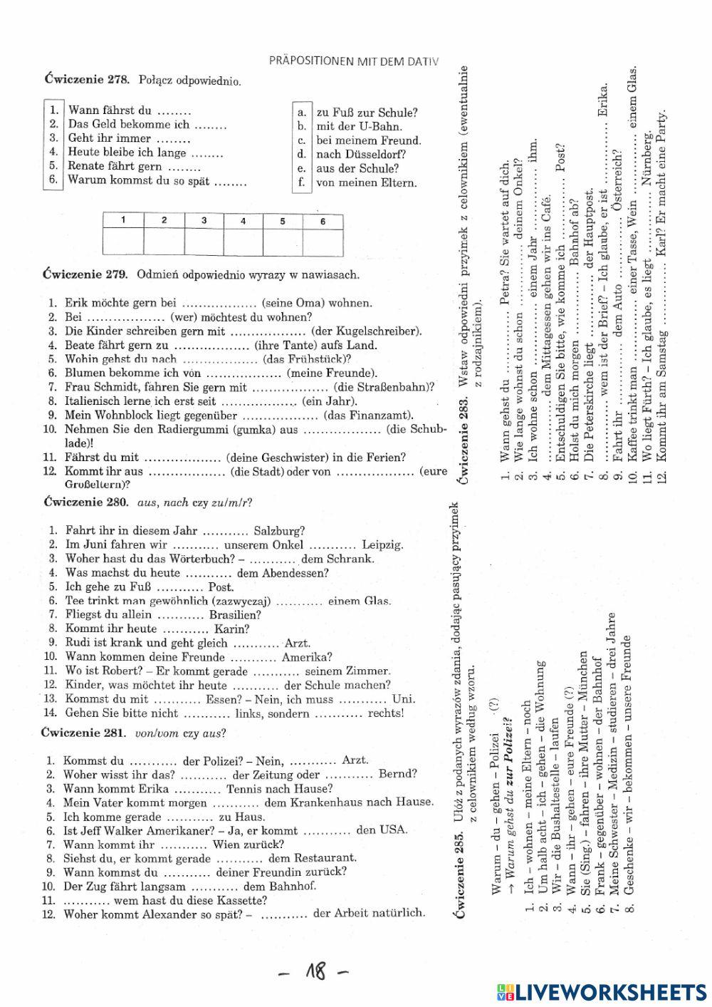 przyimki Dat Akk online exercise for | Live Worksheets