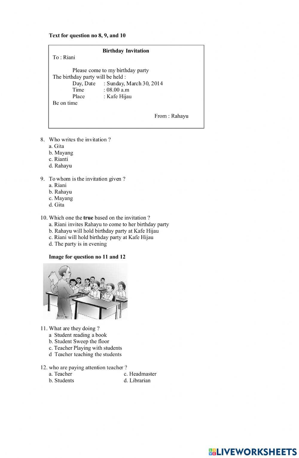practice online exercise for | Live Worksheets