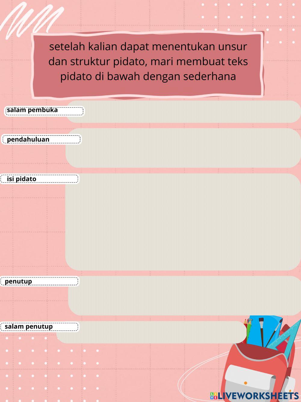 Teks pidato exercise | Live Worksheets