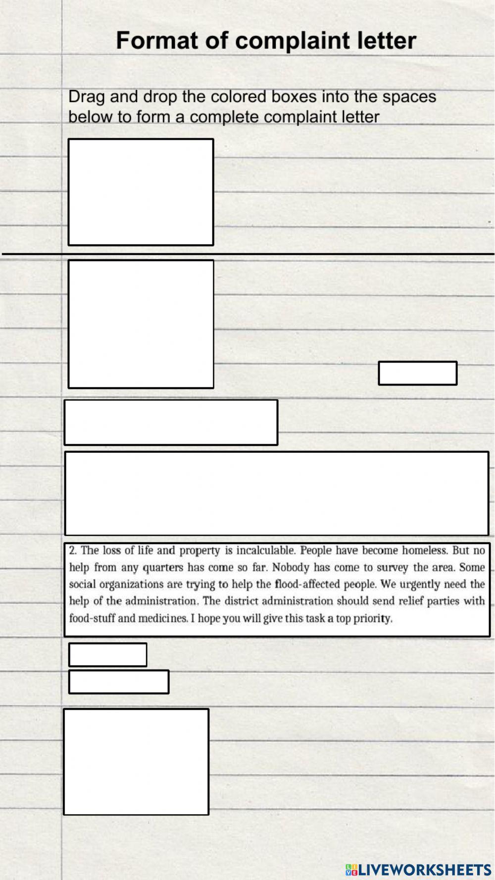 2290243 | Format of letter of complaint | Shalini