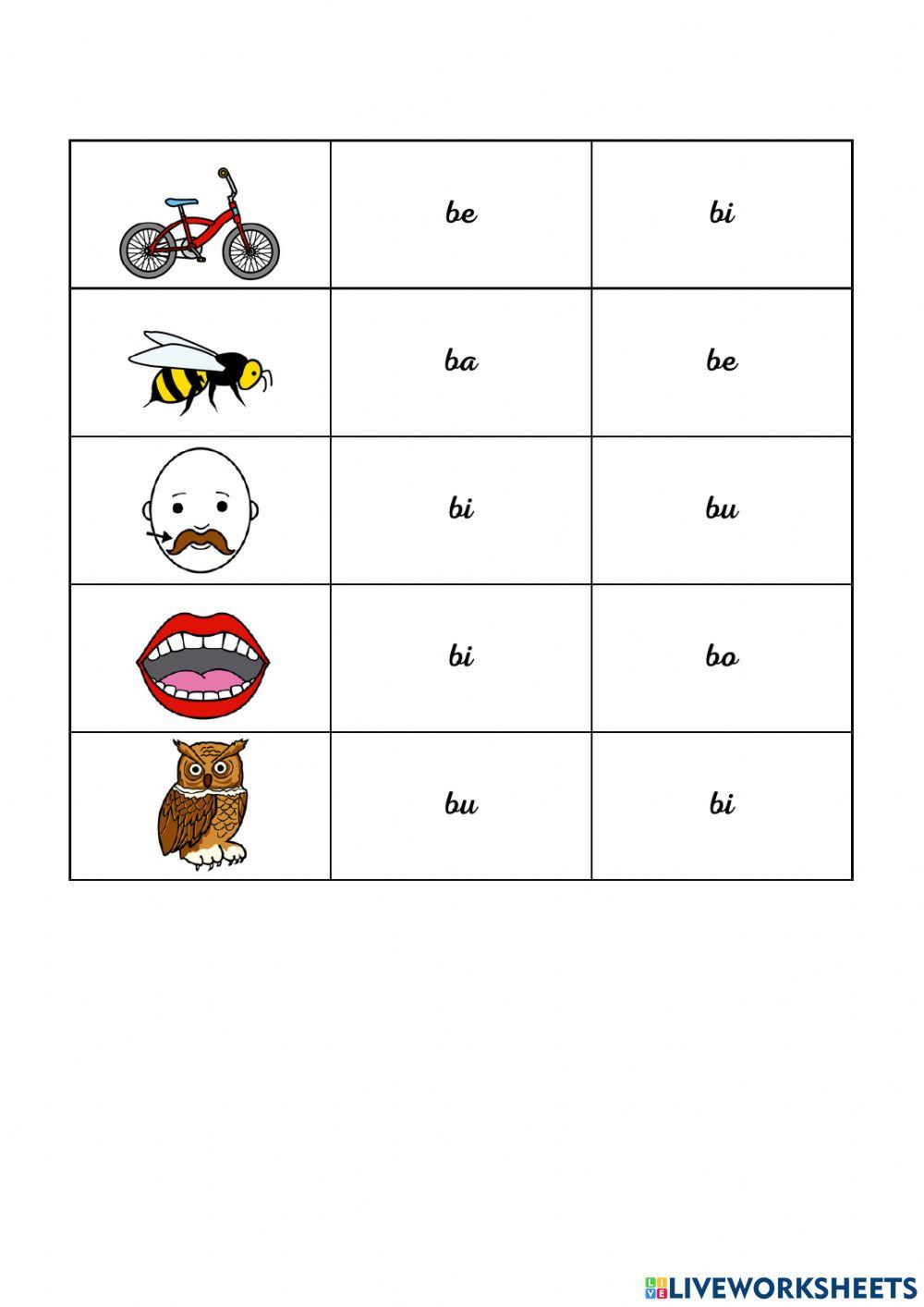 Sílaba correcta activity | Live Worksheets