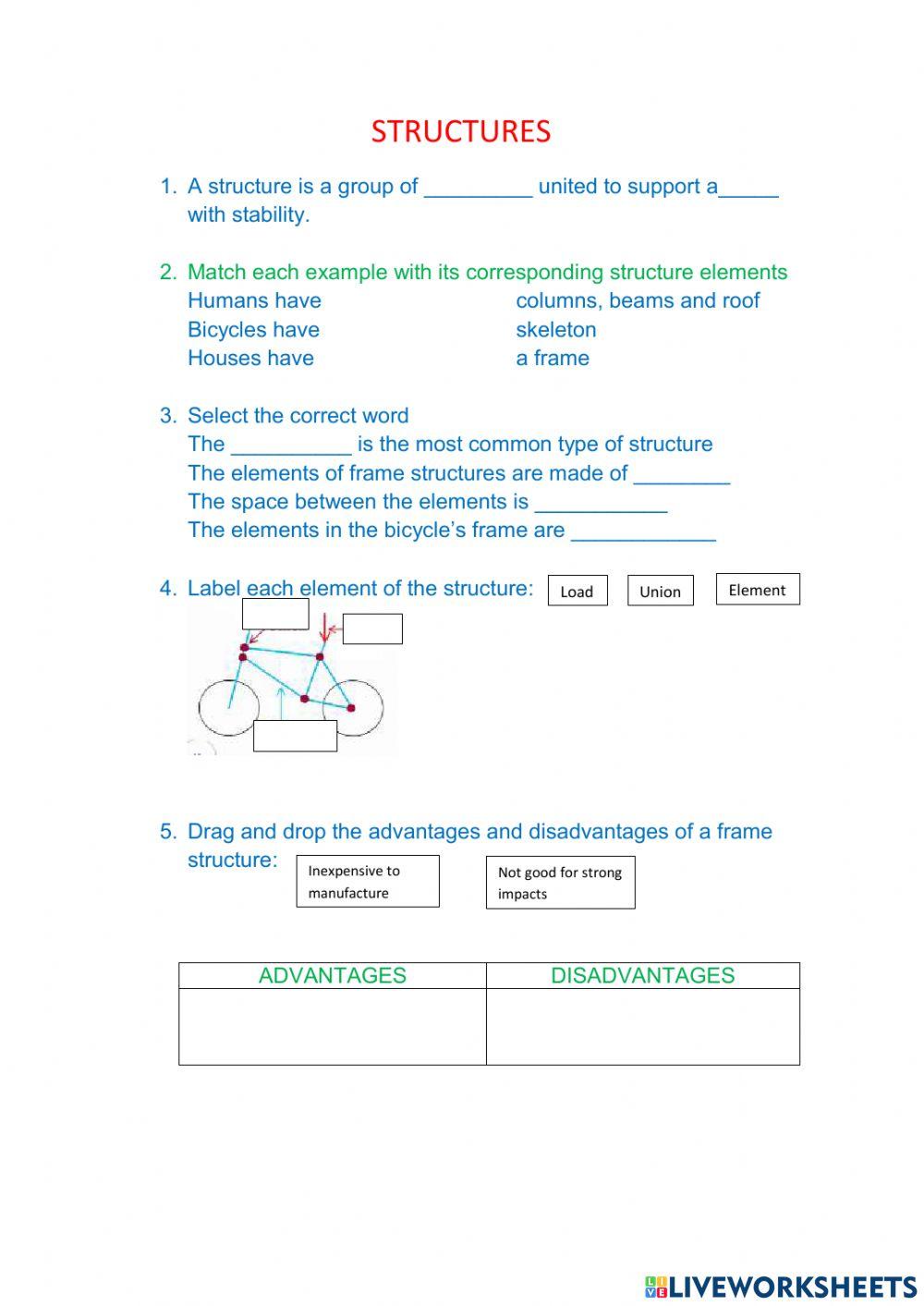 Structures | Free Interactive Worksheets | 2290491