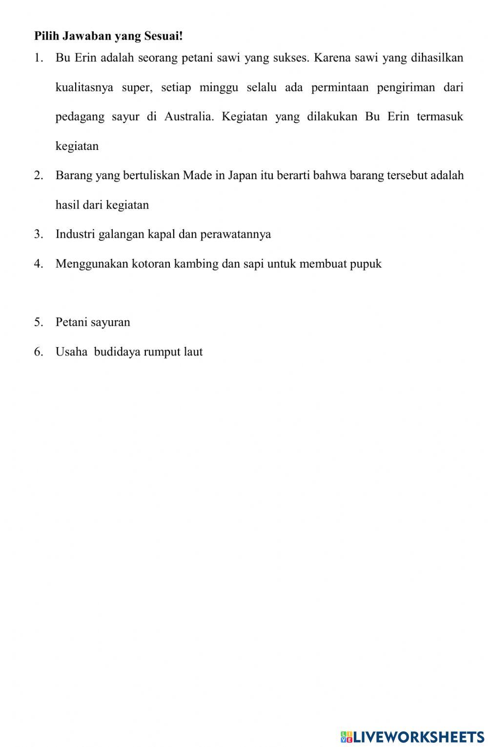 Ips bab 3 worksheet | Live Worksheets