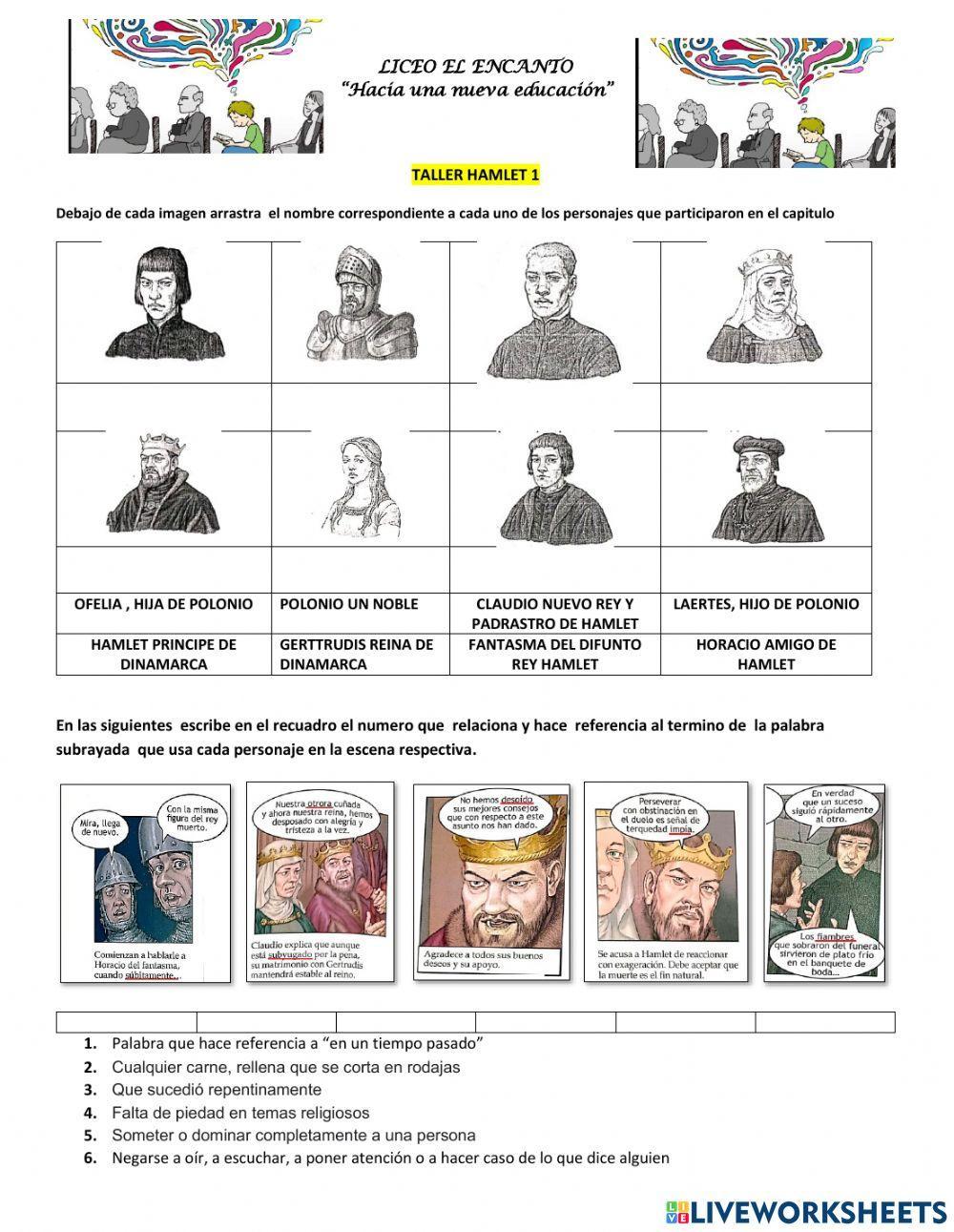 TALLER 1 HAMLET online exercise for | Live Worksheets