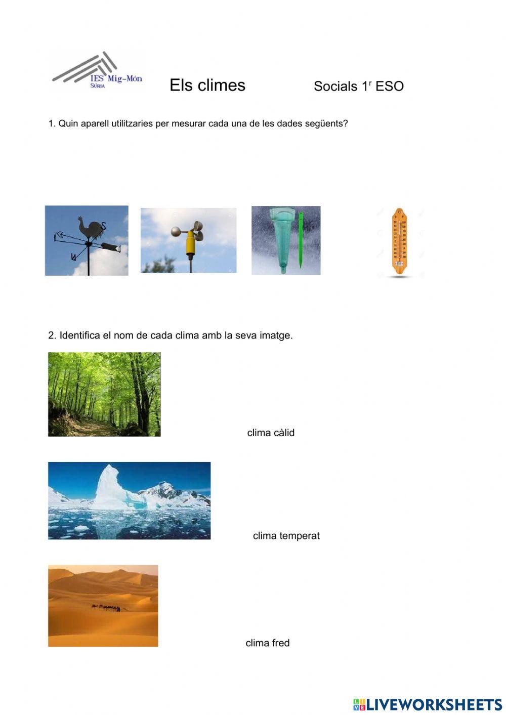 Els climes 2290966 | mberrojo | LiveWorksheets