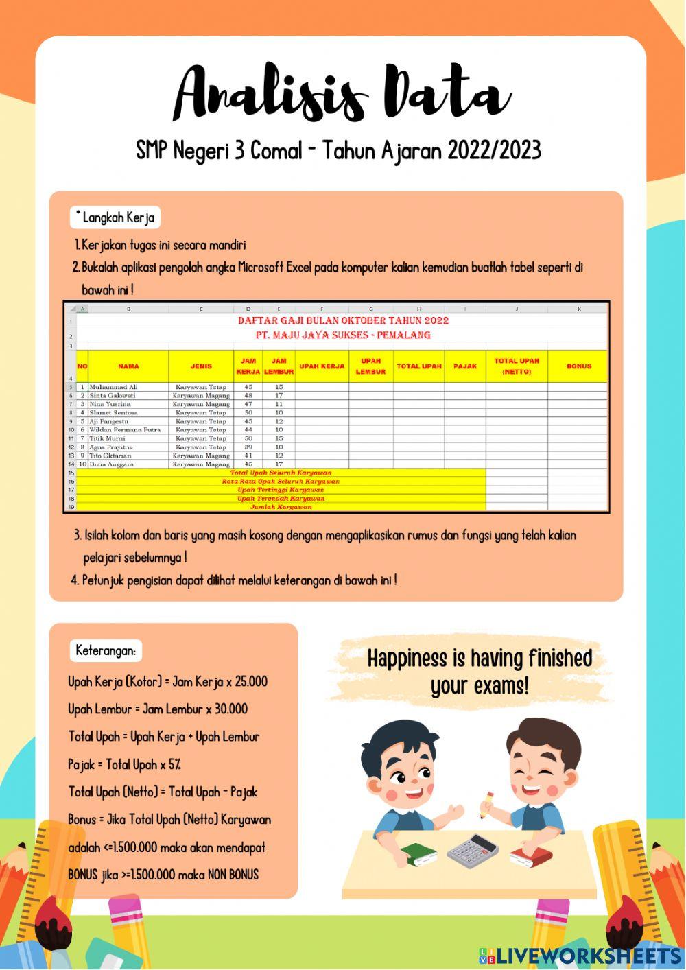 Analisis Data activity | Live Worksheets
