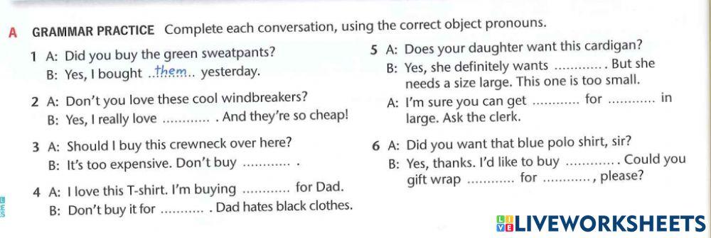 Object pronouns-Practice worksheet | Live Worksheets