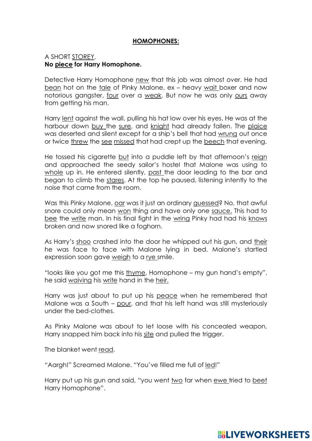 Homophones | Alanniayra Caetano | Live Worksheets