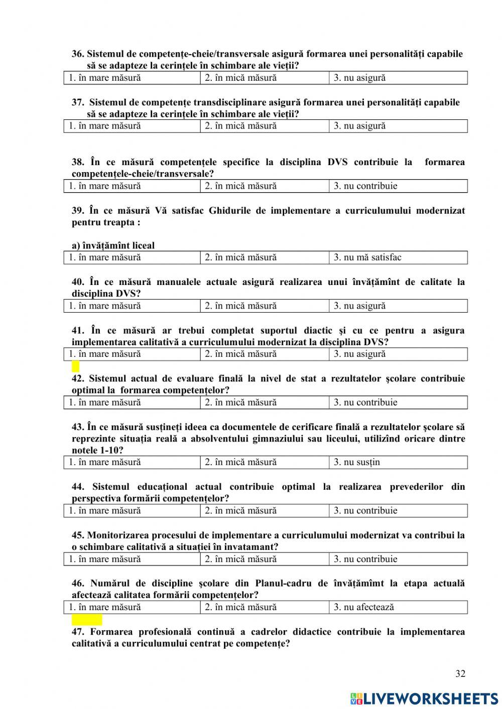 Chestionar prof… | Free Interactive Worksheets | 2291883