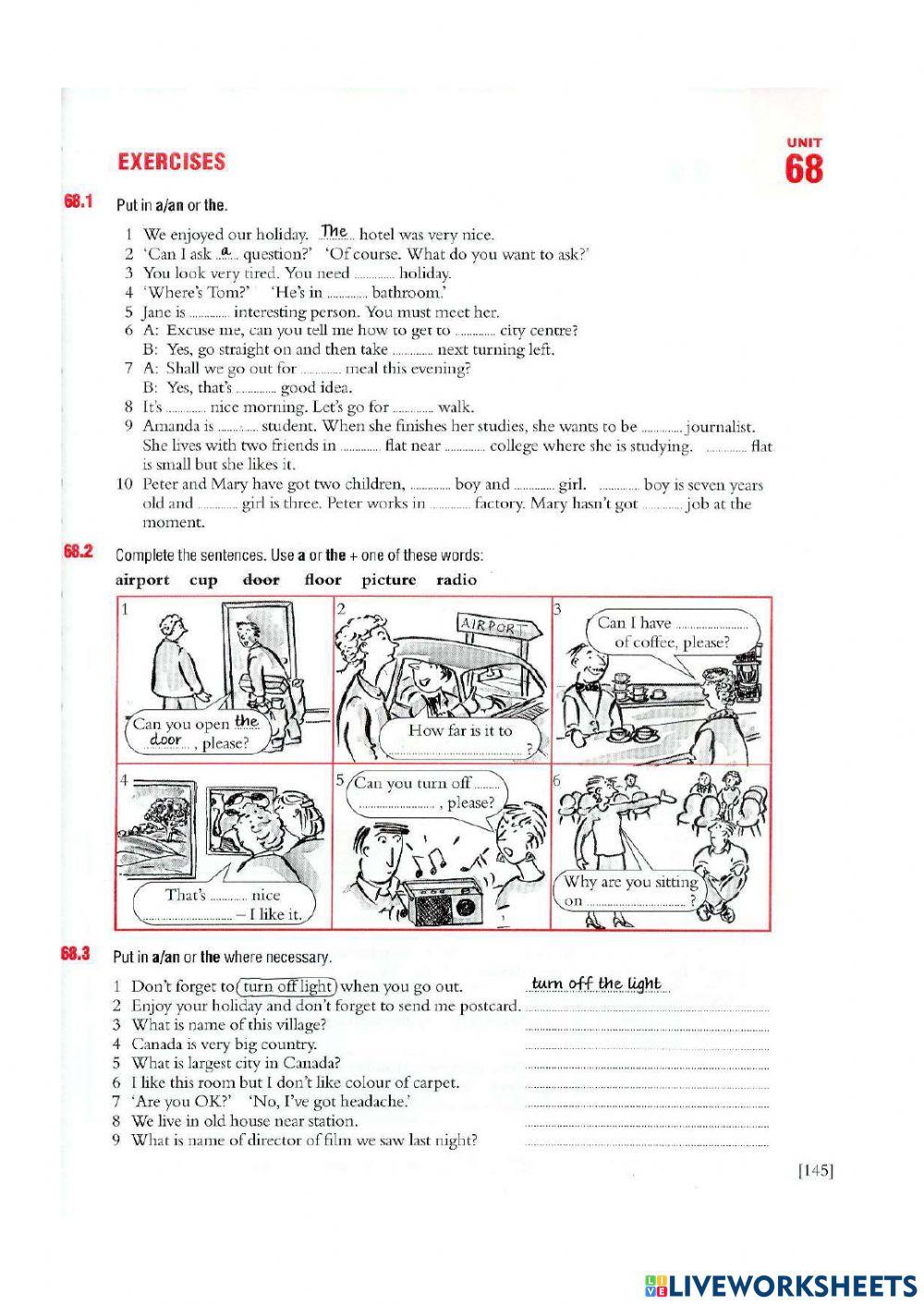 Articles - a, an, the (A1+, A2) online exercise for | Live Worksheets