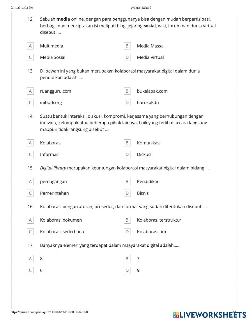 Tik online exercise for 7 | Live Worksheets