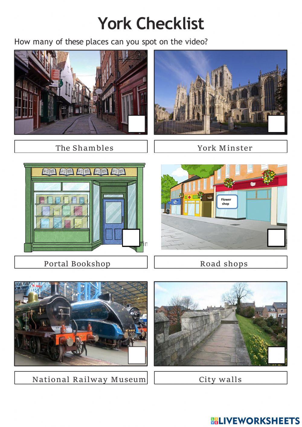 Student Tout of York worksheet | Live Worksheets