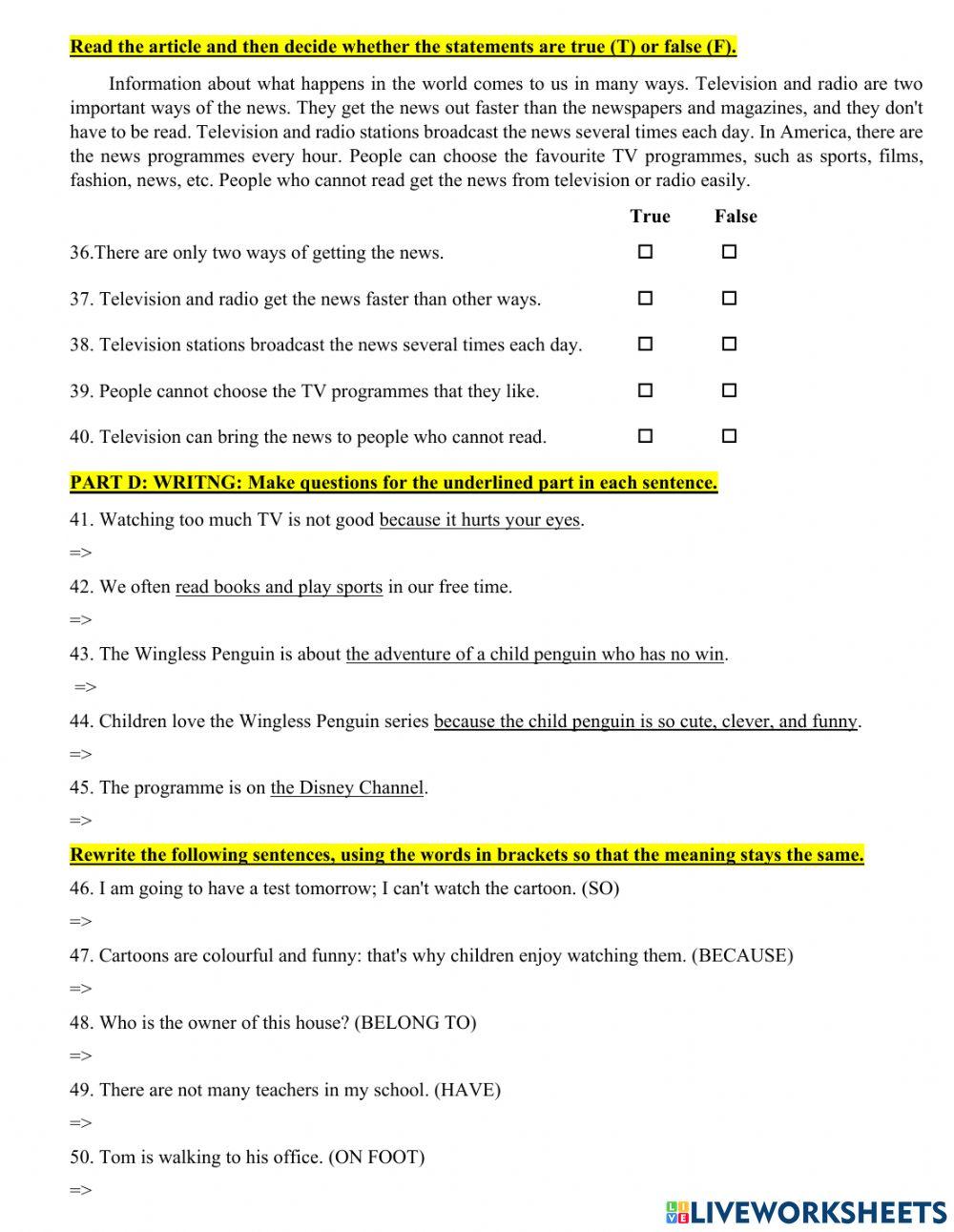 G6-unit7 tn 50c test1 worksheet | Live Worksheets