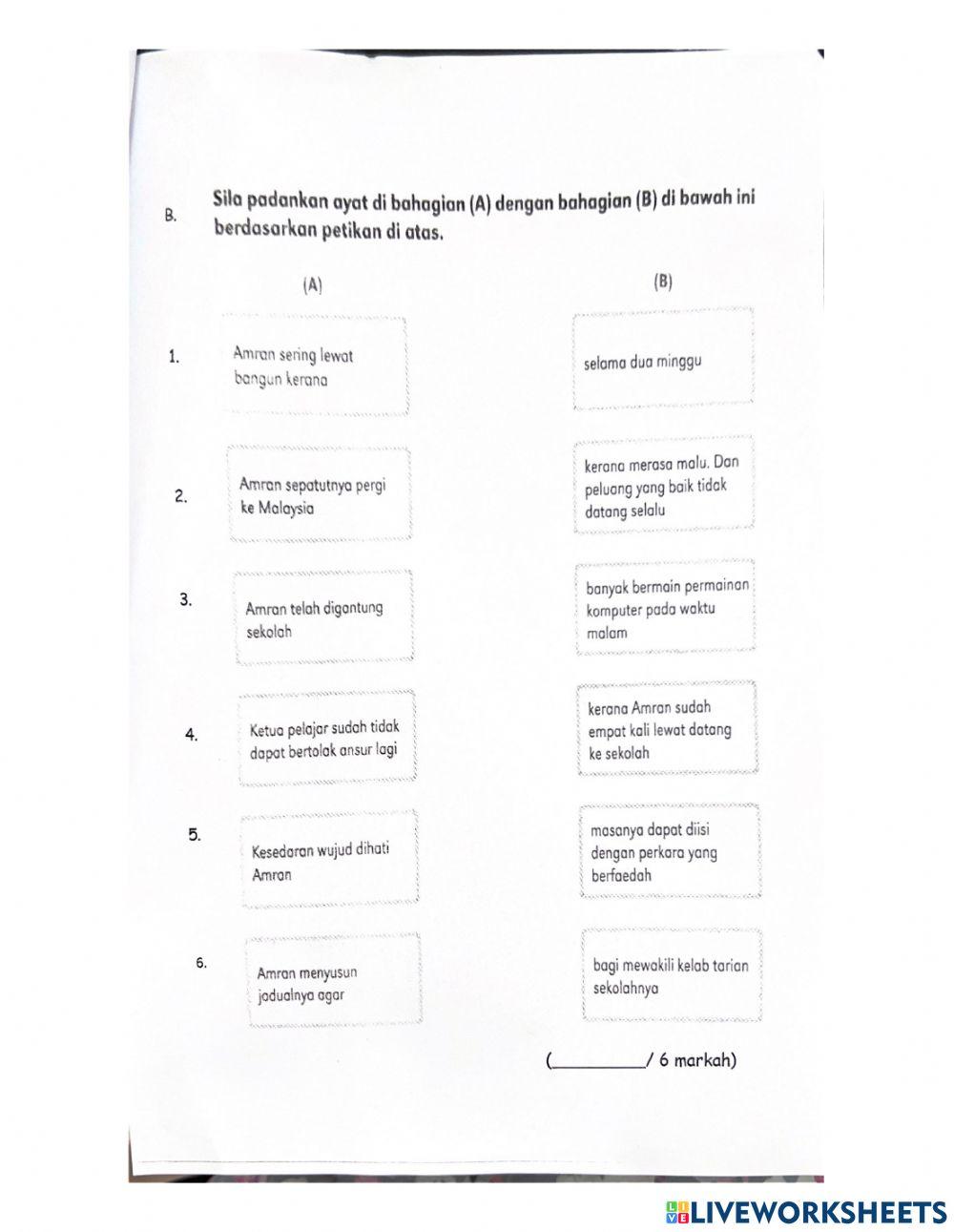 Menghargai dan menepati masa activity | Live Worksheets