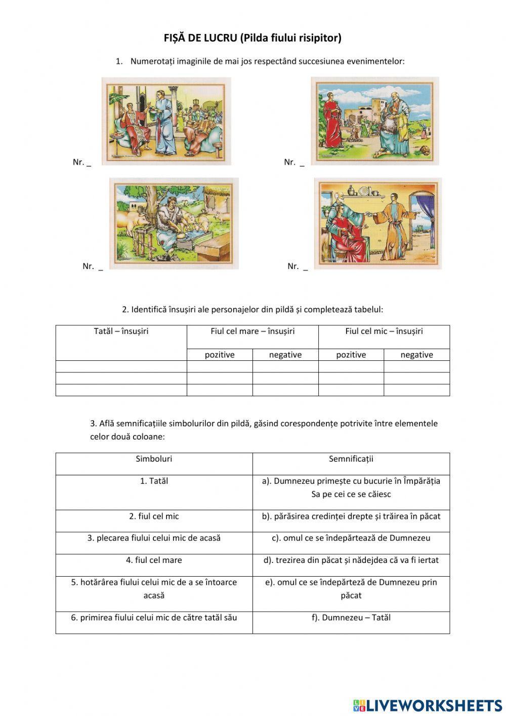 Pilda fiului ri… | Free Interactive Worksheets | 2292825