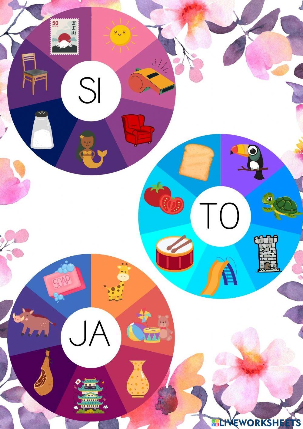 Conciencia fonológica SI, TO, JA worksheet | Live Worksheets