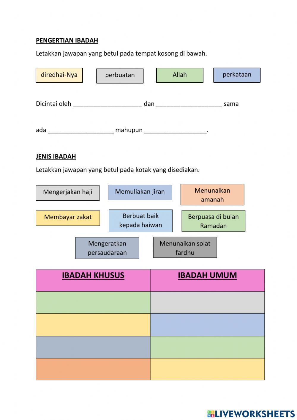 Ibadah | Free Interactive Worksheets | 2293154