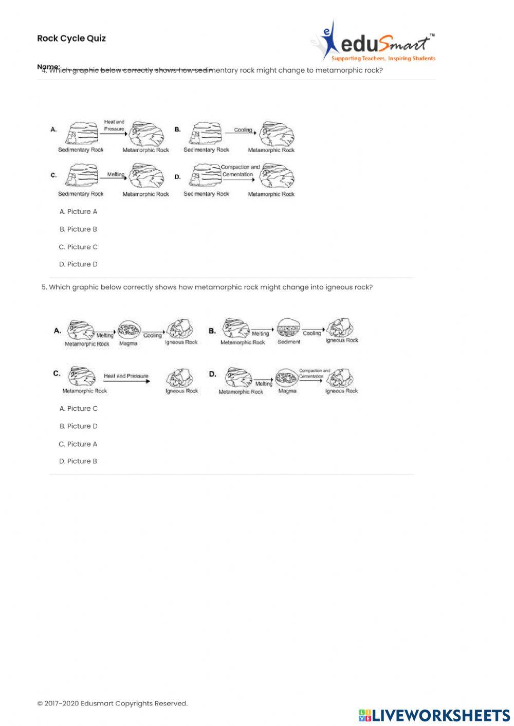 Rock Cycle Retest online exercise for | Live Worksheets