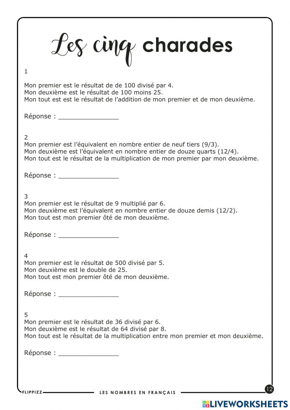 Les nombres 2 worksheet | Live Worksheets