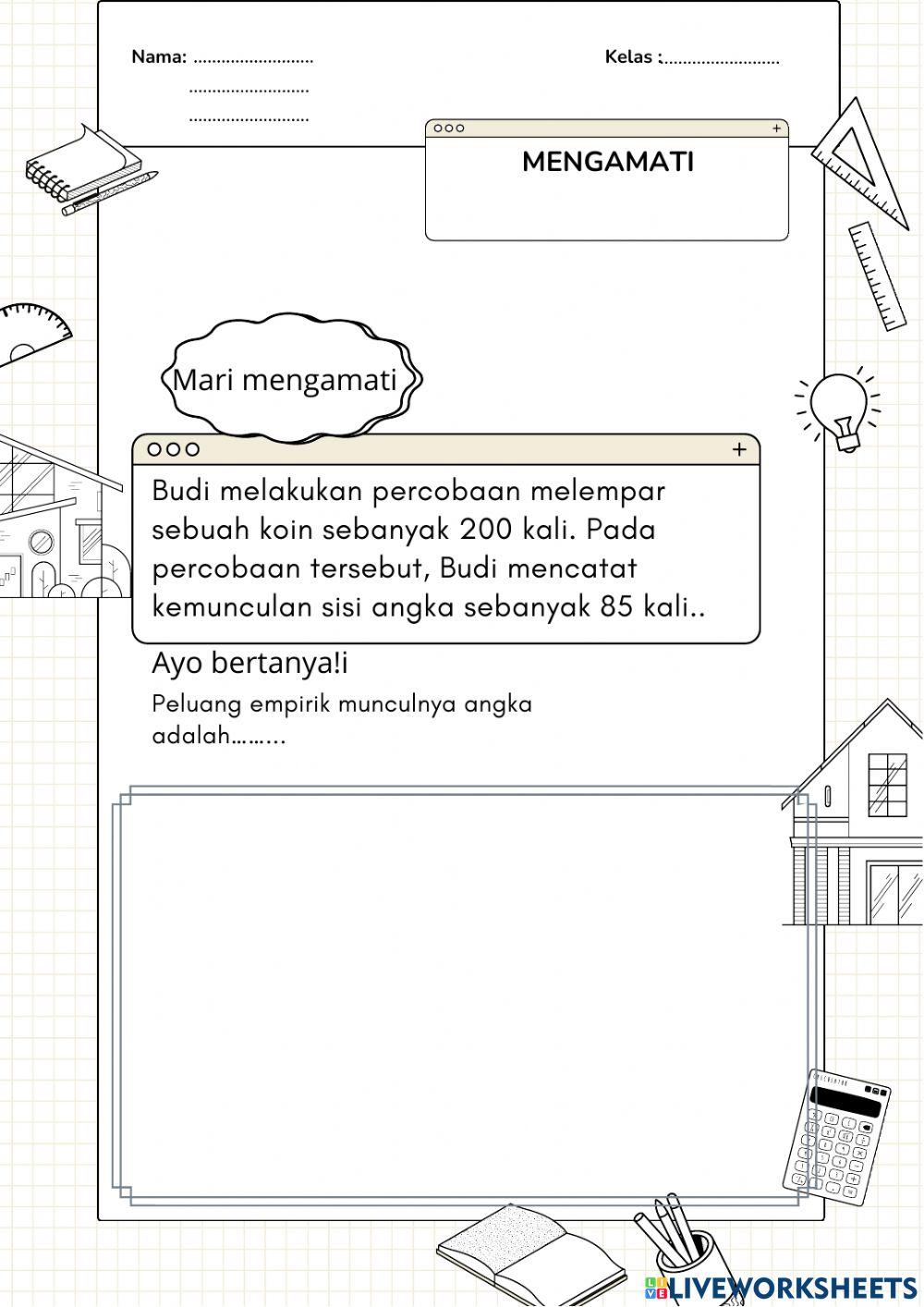 Peluang interactive worksheet for 8 | Live Worksheets