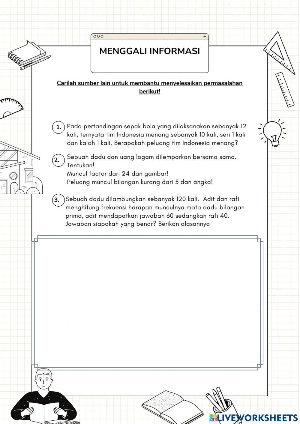 Peluang interactive worksheet for 8 | Live Worksheets
