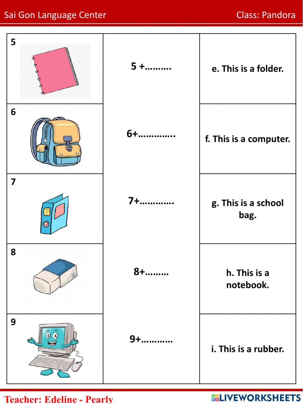 School things online exercise for Pandora | Live Worksheets