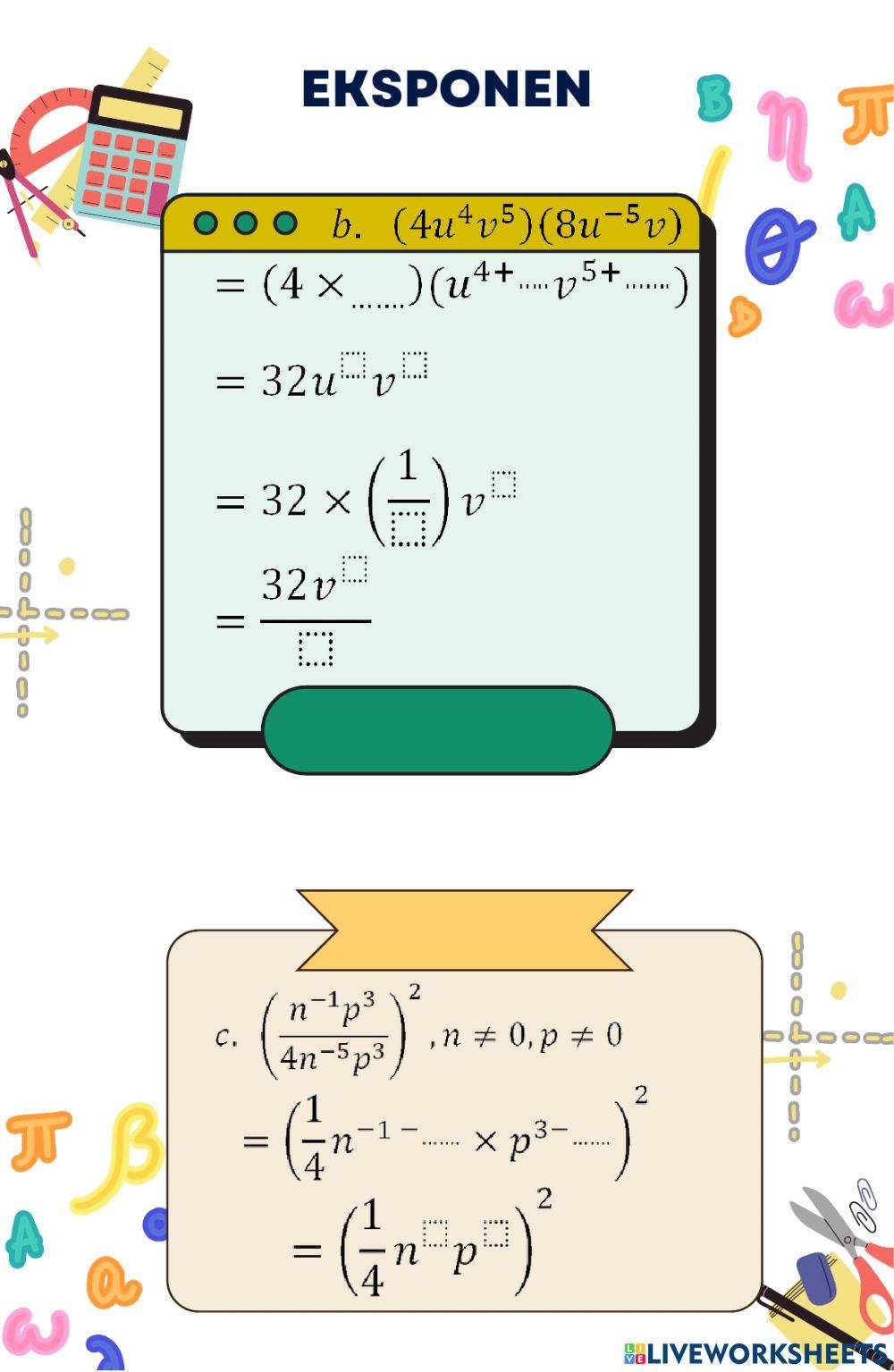Eksponen Matematika activity | Live Worksheets