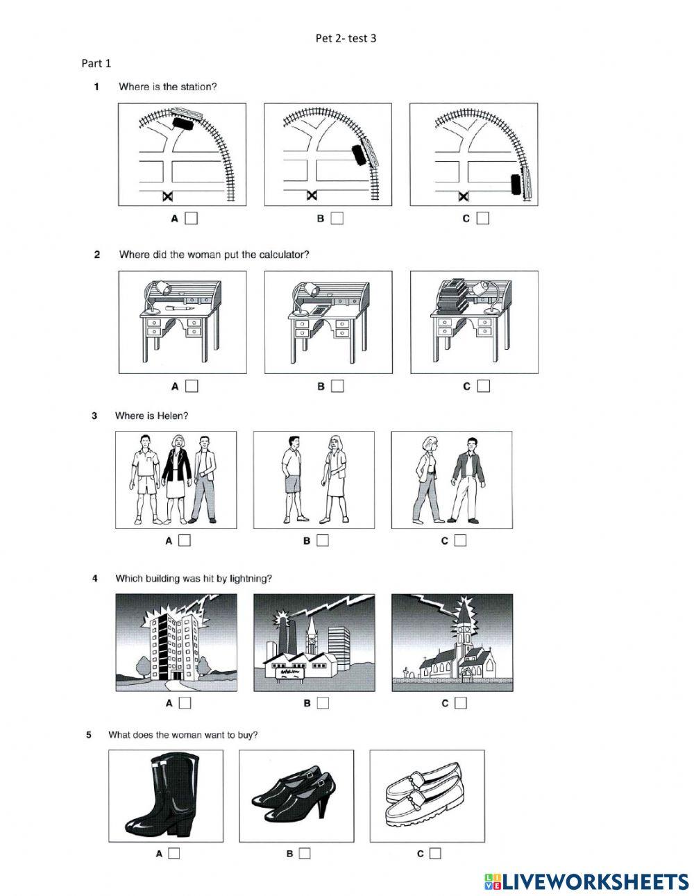 Pet 2- test 3 worksheet | Live Worksheets