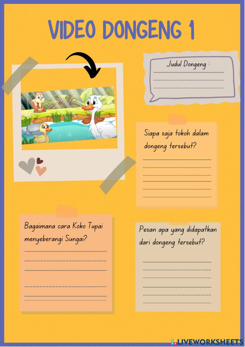 Dongeng kelas 2 worksheet | Live Worksheets