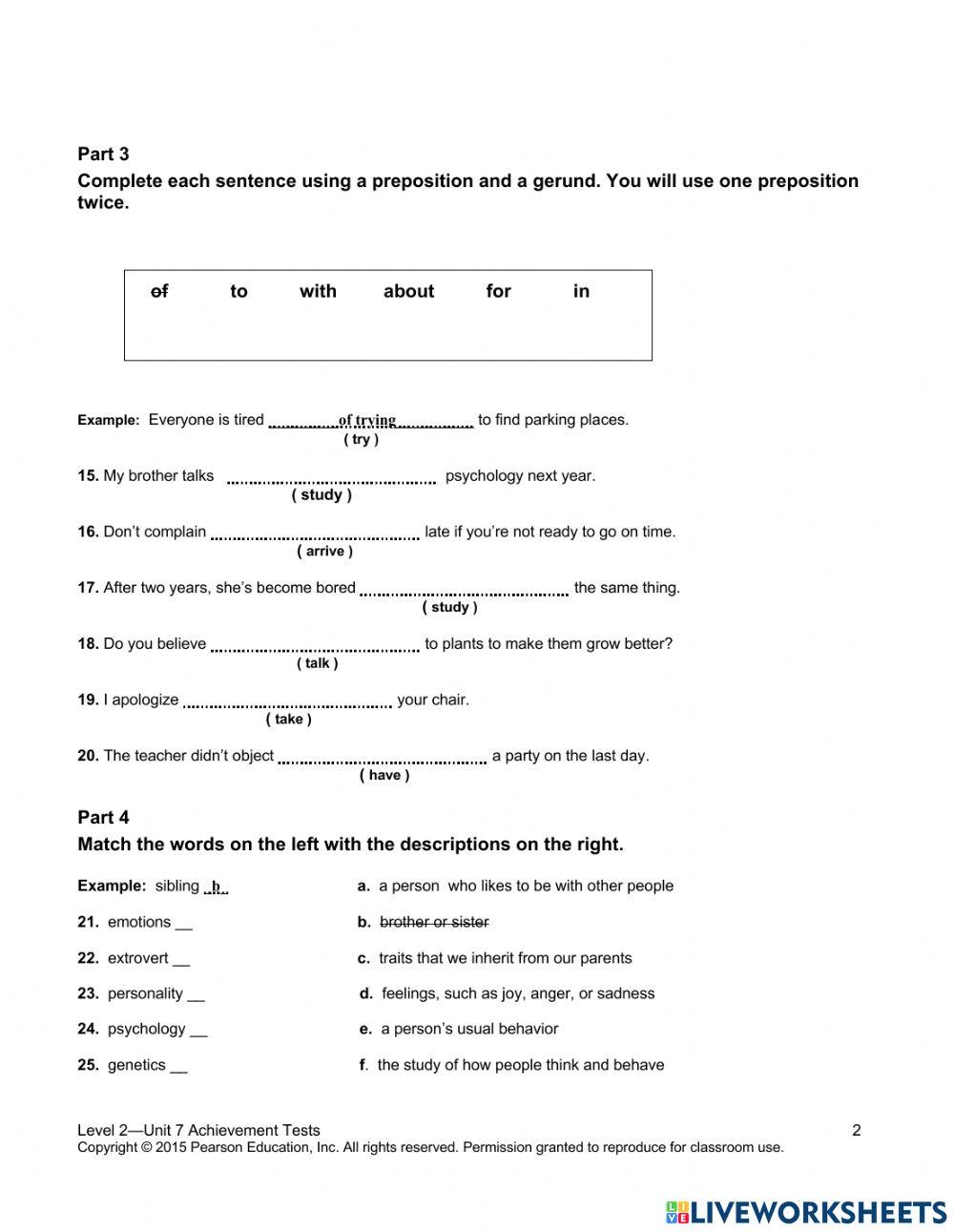 TN2-Unit 7 online exercise for | Live Worksheets