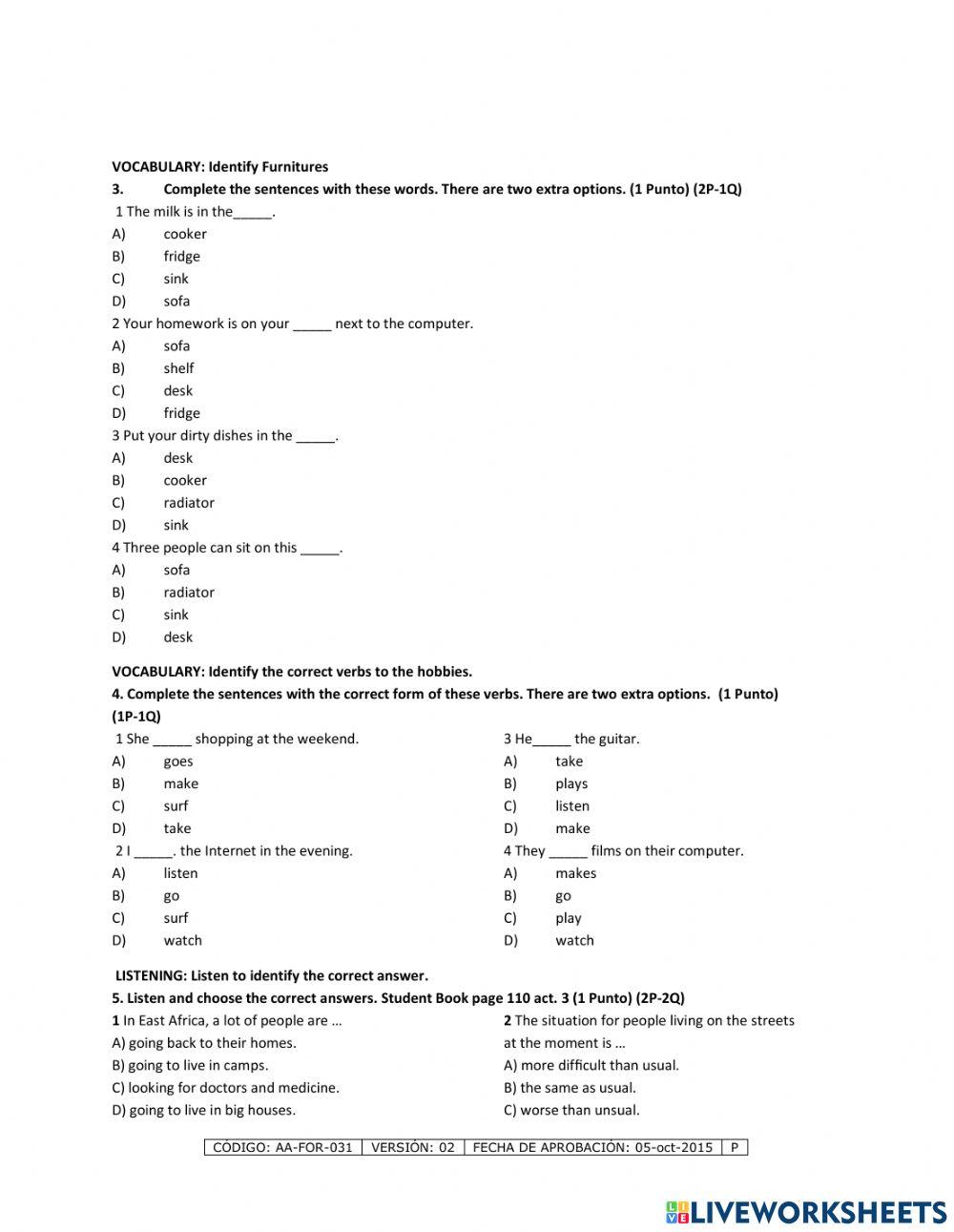 Final exam 9B interactive worksheet | Live Worksheets