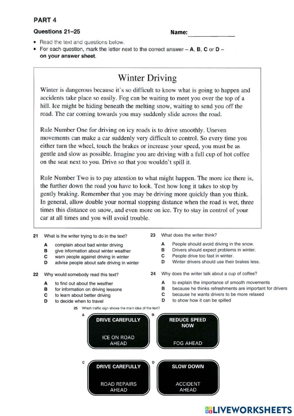 Reading practice online exercise for 6to | Live Worksheets