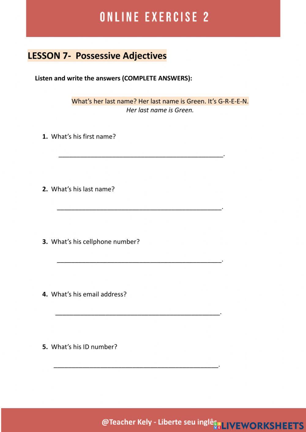 Lesson7-onlineexercise2 Online Worksheet For Beginner | Live Worksheets