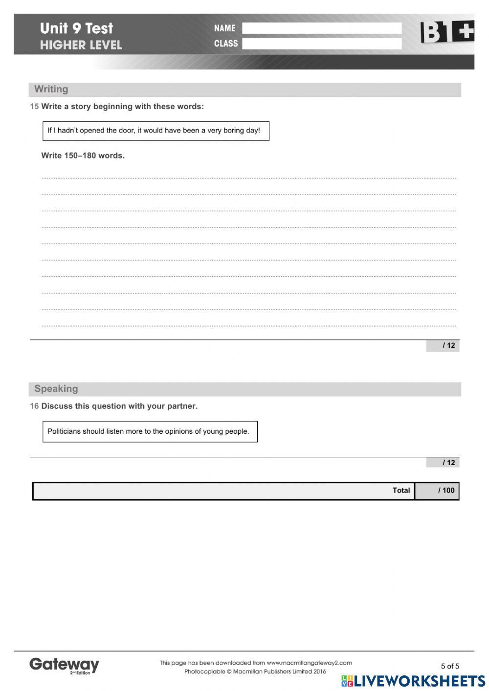 Gateway B1+ Uni… | Free Interactive Worksheets | 2542311