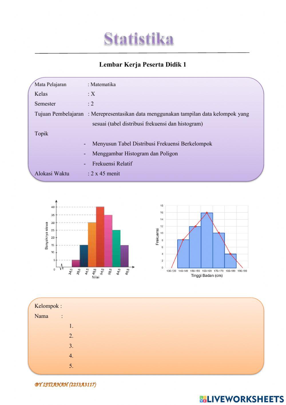 2542865 | Statistika 1 Kelas X - Tabel Distribusi