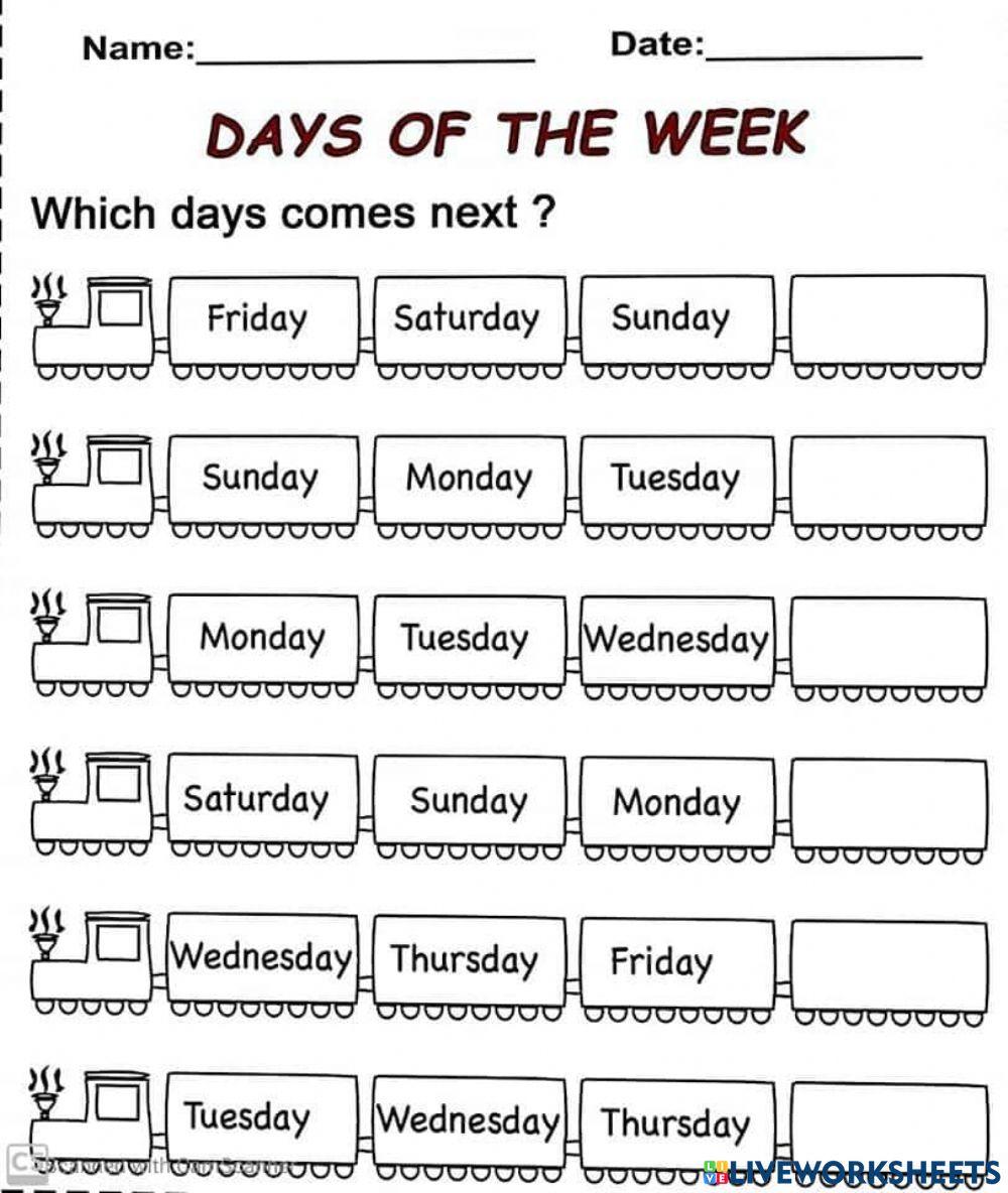 Days of week interactive activity for ป.2 | Live Worksheets