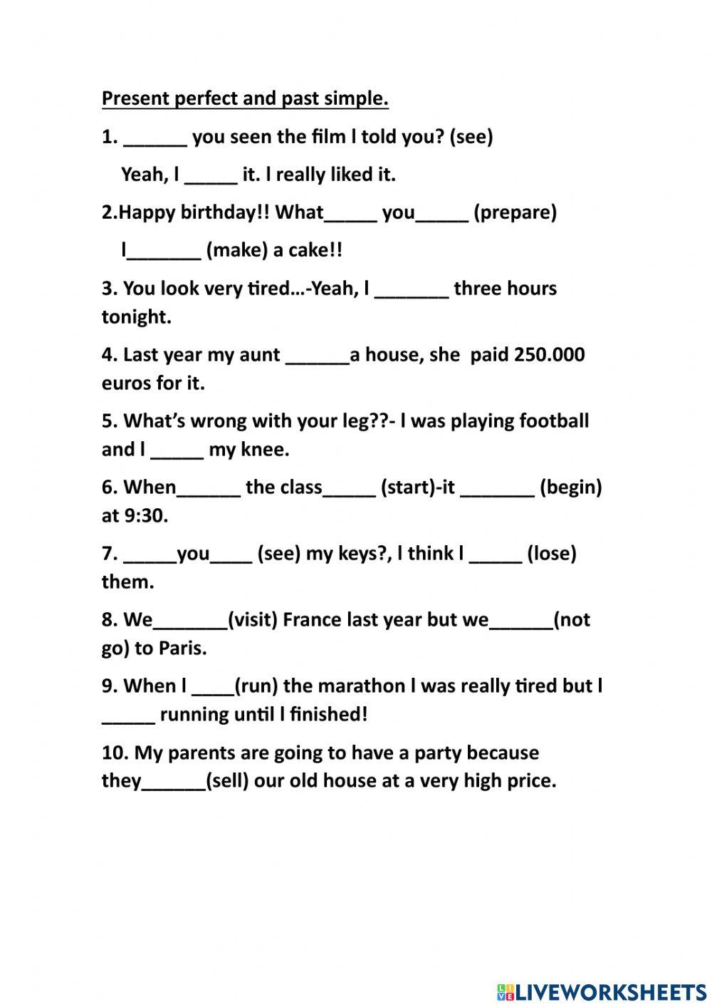 2295765 | Past simple and present perfect | Víctor