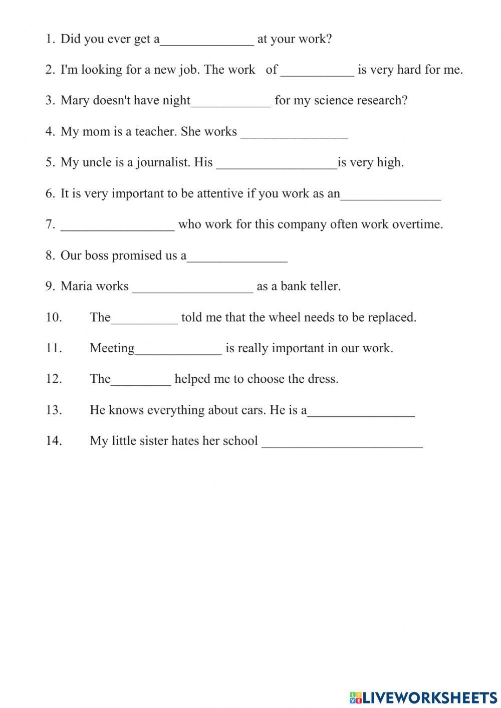 Profession online pdf worksheet | Live Worksheets