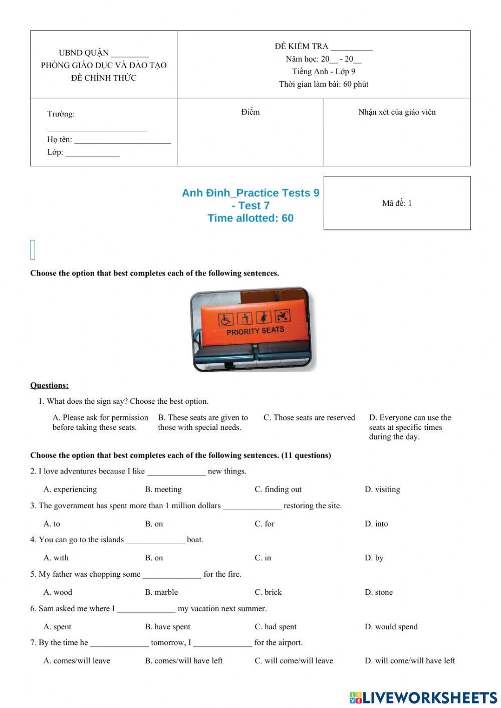Practice-T9-7.1 worksheet | Live Worksheets