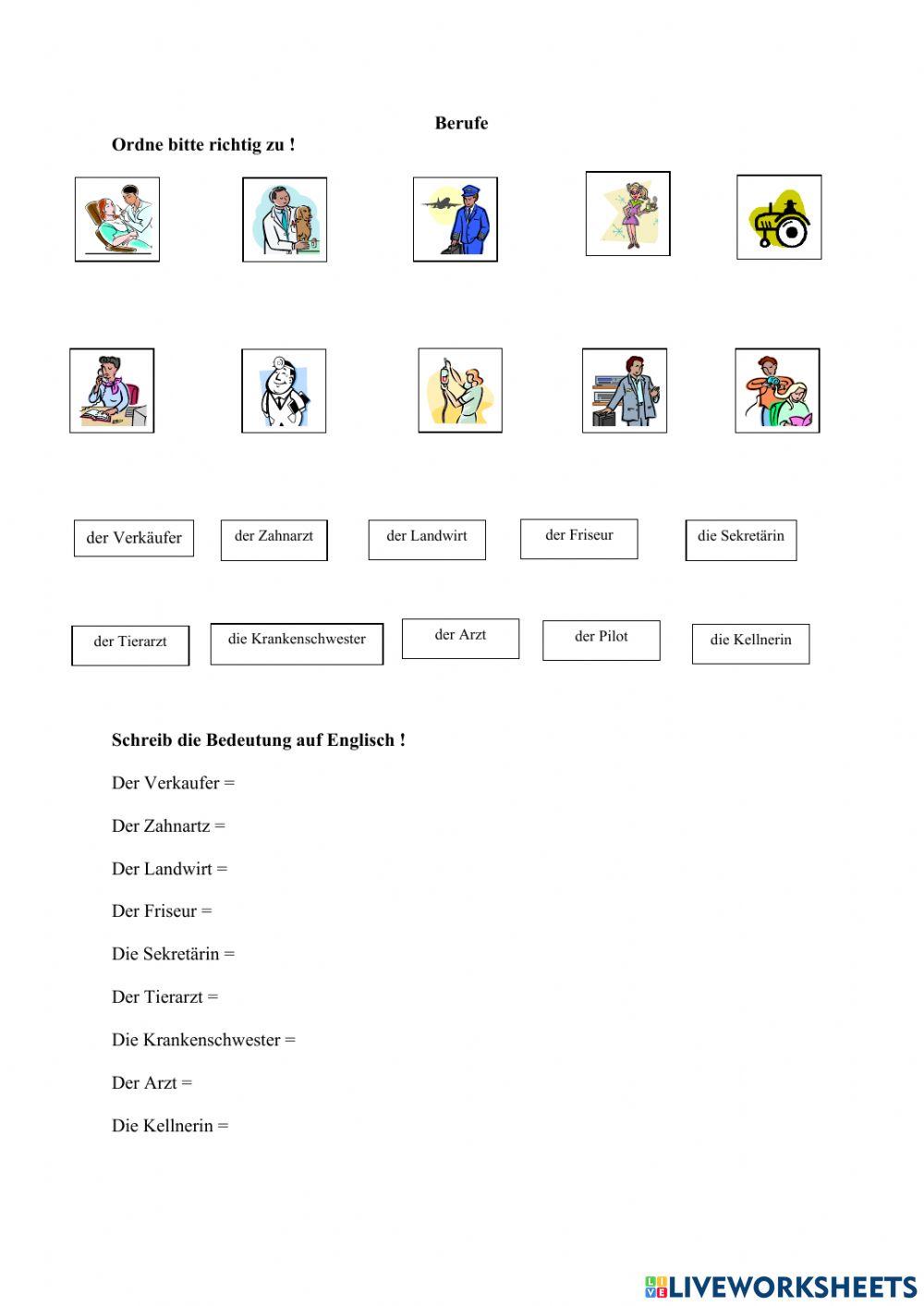 Übung Berufe worksheet | Live Worksheets