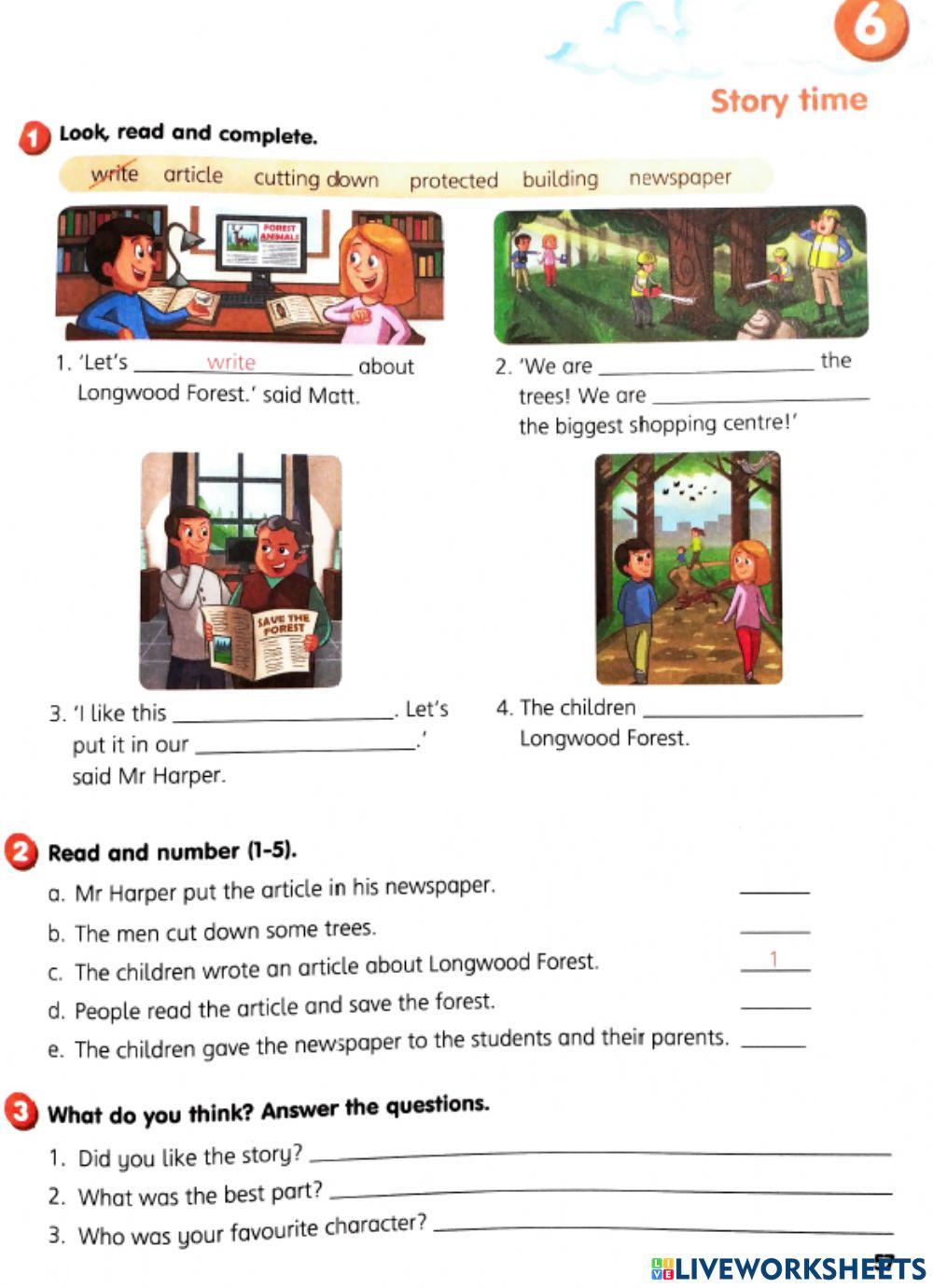 Story time sj 4 module 6 worksheet | Live Worksheets