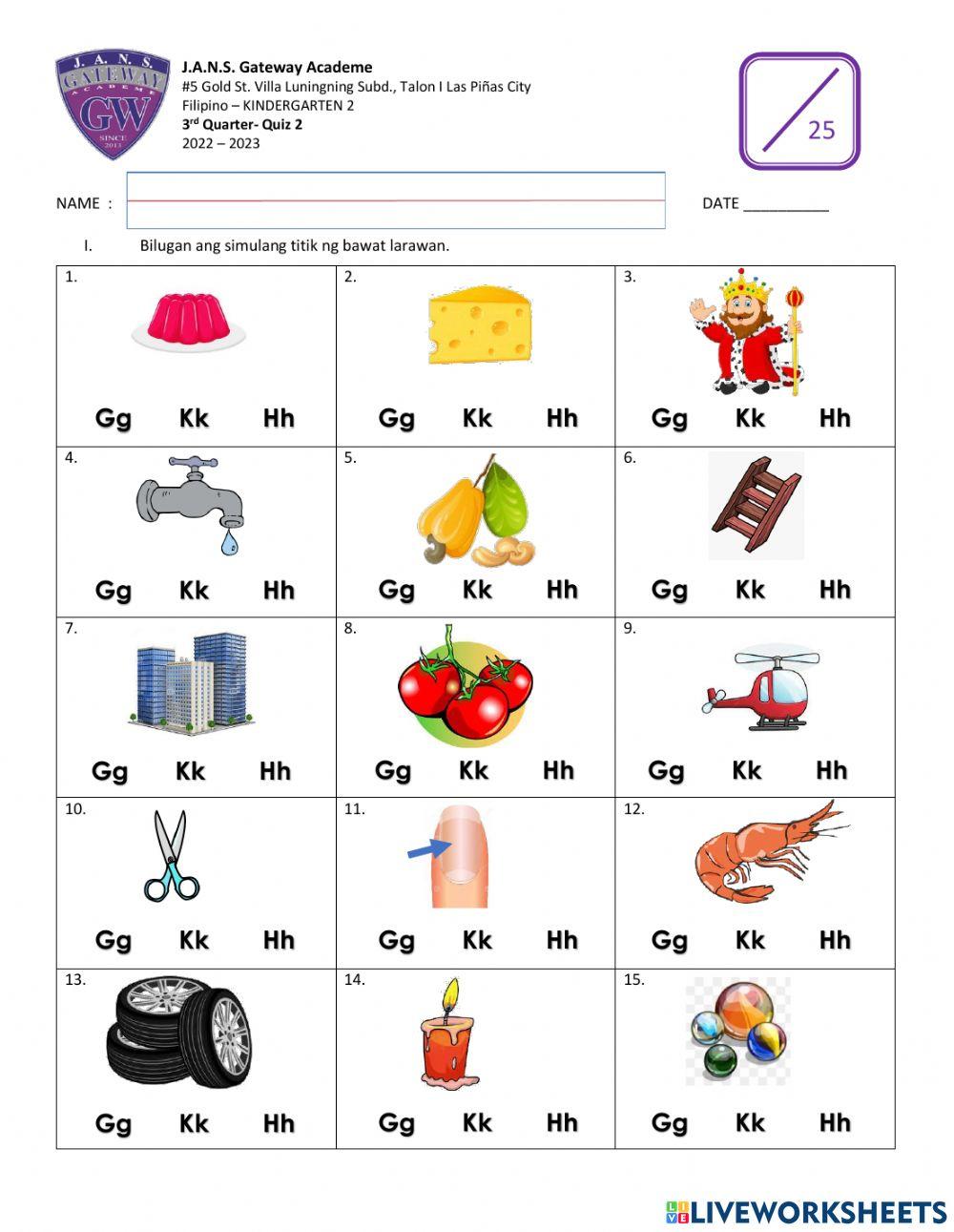 filipino k2 q2 … | Free Interactive Worksheets | 2530541